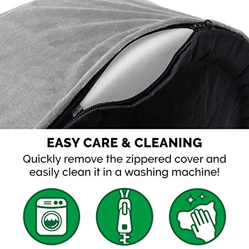 Furhaven Orthopedic Dog Bed for Medium/Small Dogs w/ Removable Washable Cover, For Dogs Up to 18 lbs - Plush & Velvet Oval Lounger - Smoke Gray, Medium