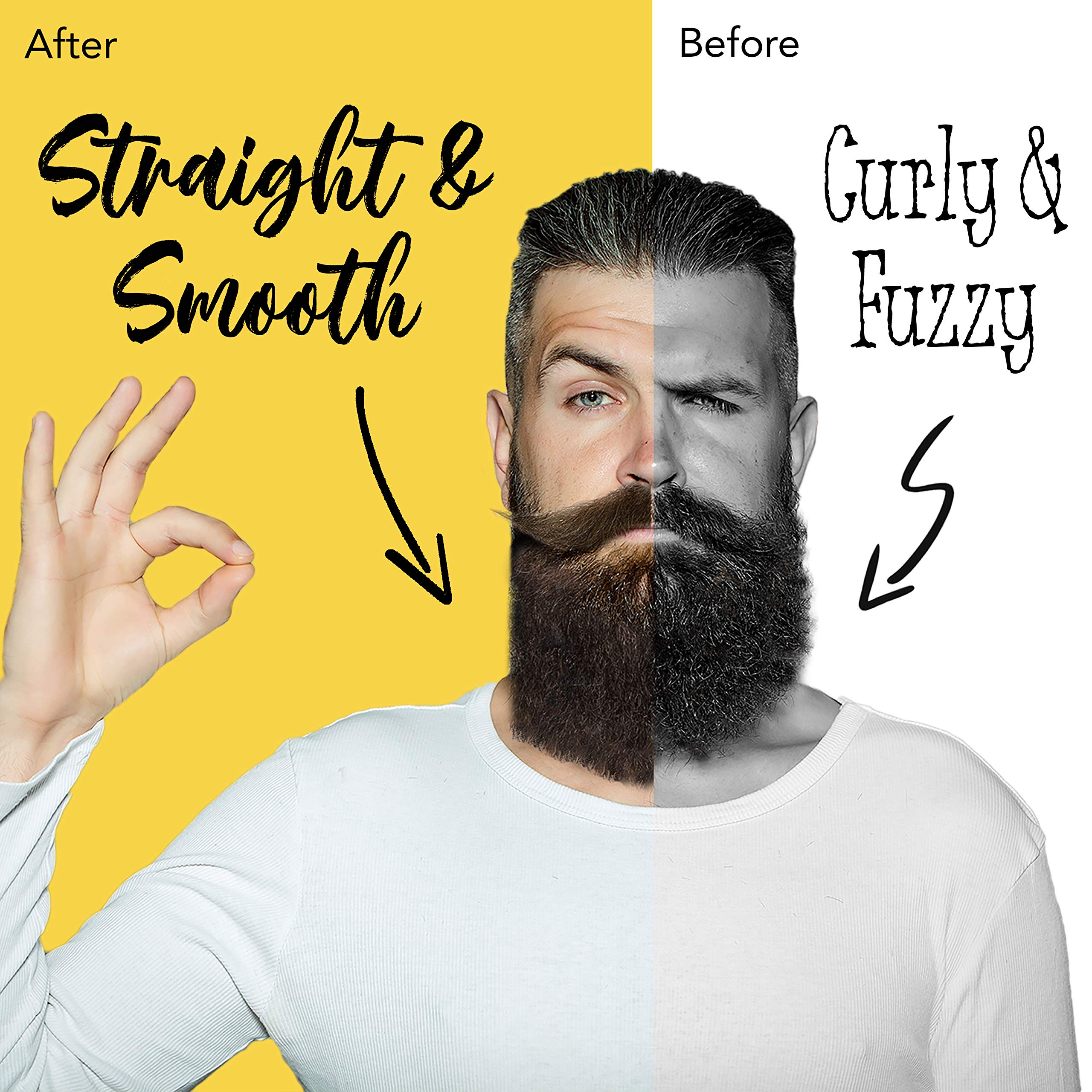 Beard Straightener Brush - Ceramic Heat w/ Anti-Scald and Automatic Shut-Off Safety Features, 3-Temp Settings, LED Display - Straightening Brush w/ Ionic Conditioning for Smooth and Sleek Hair