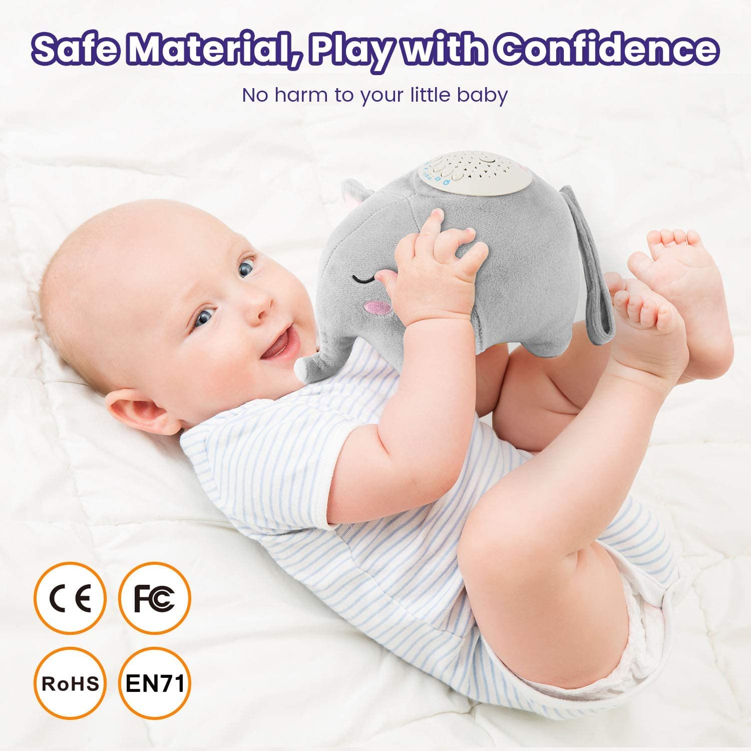 Baby Sleep Soothers, Momcozy Baby White Noise Machine, Auto-Off Timer and Volume Control Night Light Soother, 15 Lullabies Sound Machine for Newborns and Up, Elephant