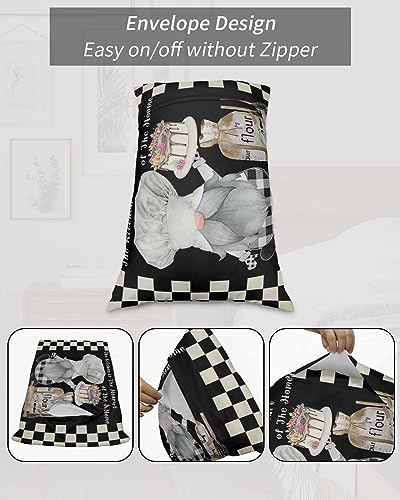 Edwiinsa Kitchen Chef Pillow Covers Standard Size Set of 2 20x26 Bed Pillow, Farmhouse Black Plaid Cake Dessert Cooking Plush Soft Comfort for Hair/Skin Cooling Pillowcases with Envelop Closure