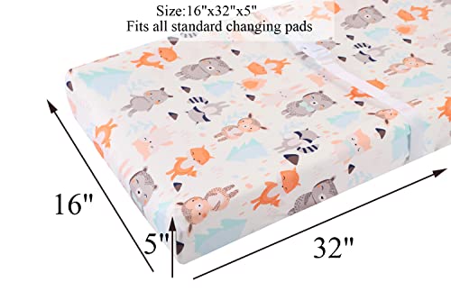Tontukatu Changing Pad Cover Set 3 Pack Jersey Knit Ultra Soft for Baby Boys Girls Elephant Tiger/Fox/Grey