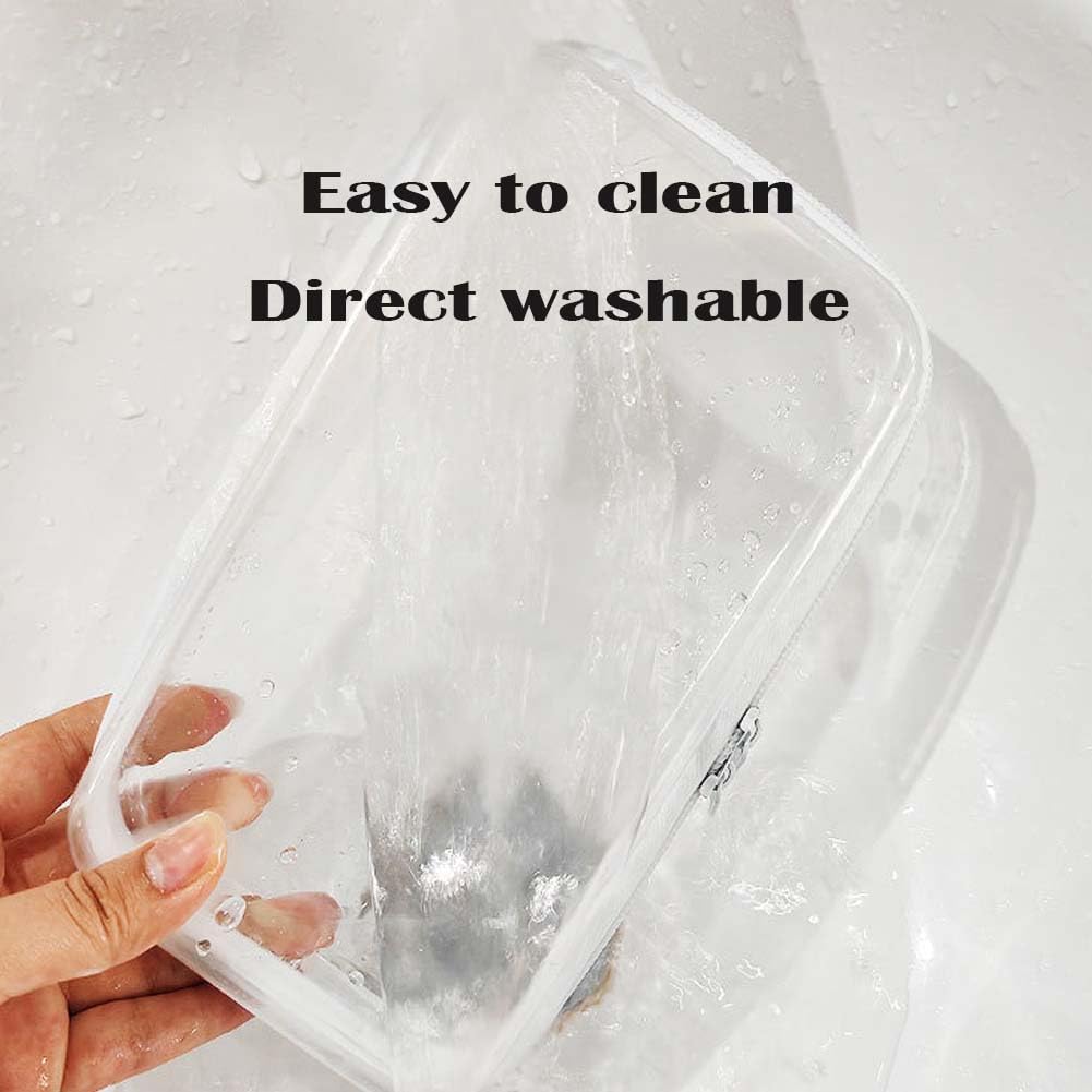 Clear Zipper Storage Bags Hard Shell, Clear Hard Shell Zipper Case, Zippered Transparent Cases for Snacks, Portable Waterproof Cosmetic Bag with Zipper, for Travel Essentials - White (S)