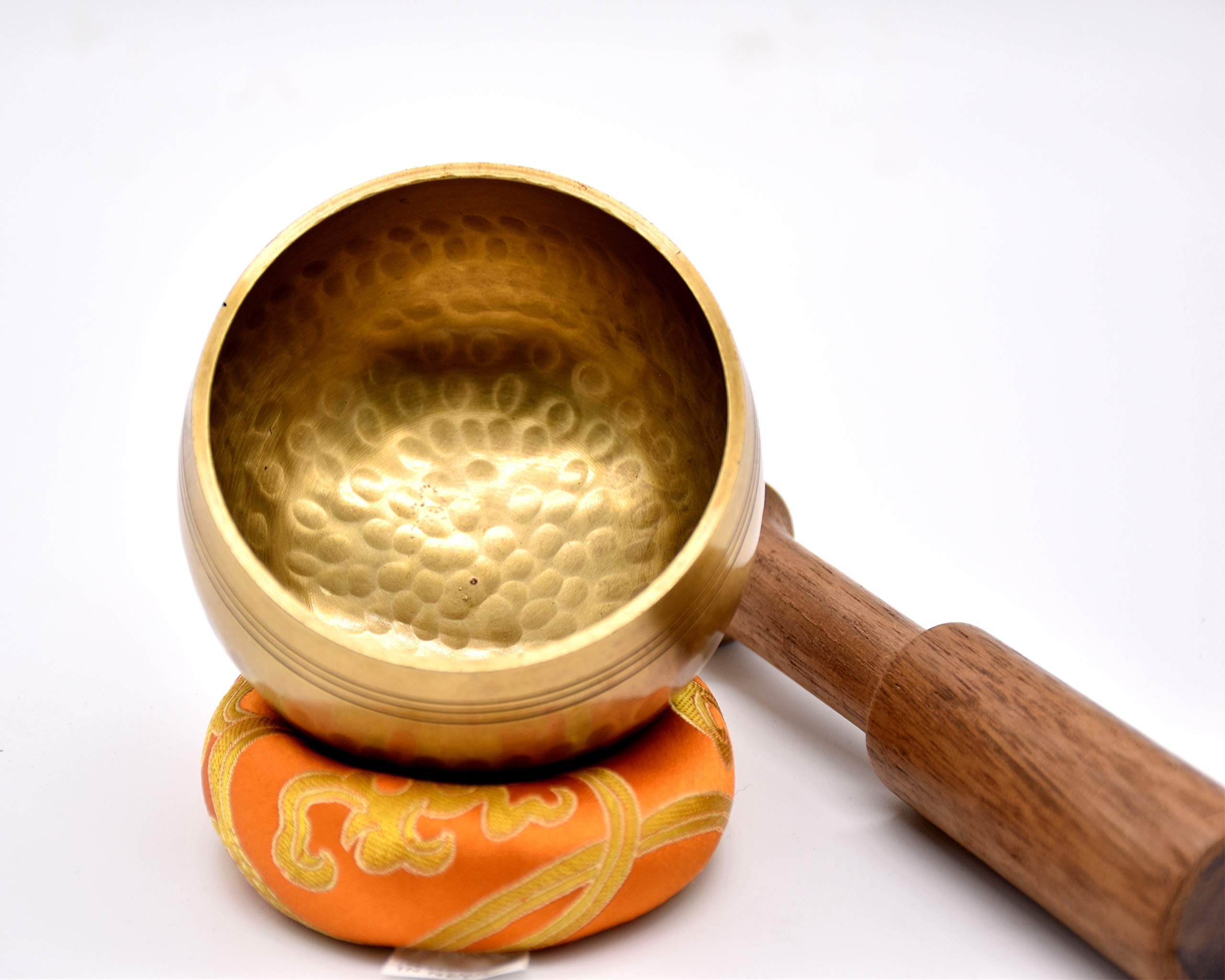 Hand beaten Tibetan Singing Bowl gift set - Yoga Chime - Meditation Bowls- Tibetan Bell - Handcrafted in Nepal - Free Mallet cushion