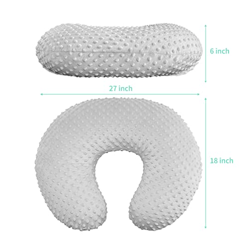 Minky Nursing Pillow Cover, 2 Pack Nursing Pillow Slipcover for Breastfeeding Pillow Slipcover Fits Nursing Pillow, Soft Snug for Infant & Baby Boy Girl (Grey & Blue)