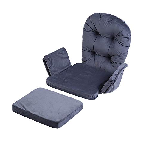 TOPINCN Glider Rocker Replacement Cushions Cover Set, Soft Velvet Cotton Chair Cushion + Stool Pad Set Warm Cover Rocking Chair Cushions Total Chair Pad Cushion for Home Office, Gray
