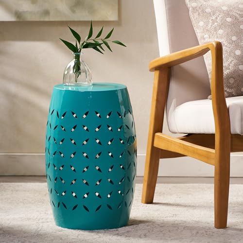 Christopher Knight Home Lilac Outdoor 12" Iron Side Table, Teal