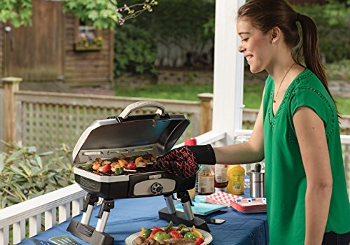 Cuisinart CGG-180TS Petit Gourmet Portable Tabletop Gas Grill, Stainless Steel & QG-012B LP Adapter Hose, 4 feet, Black