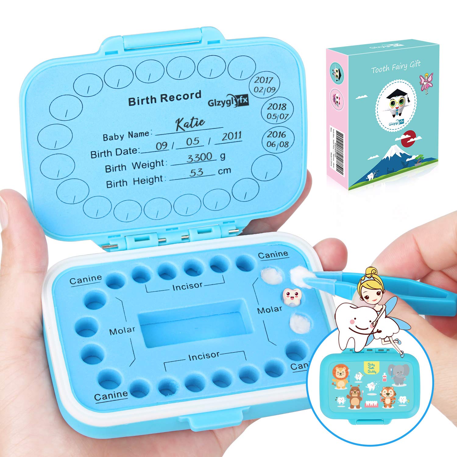 Baby Teeth Keepsake Box,Tooth Fairy,Lost Deciduous Tooth Collection Organizer,Cute Children Tooth Fetal Hair Umbilical Container,Saving Baby Teeth,Keep The Kids Memory,Record Their Growth Process