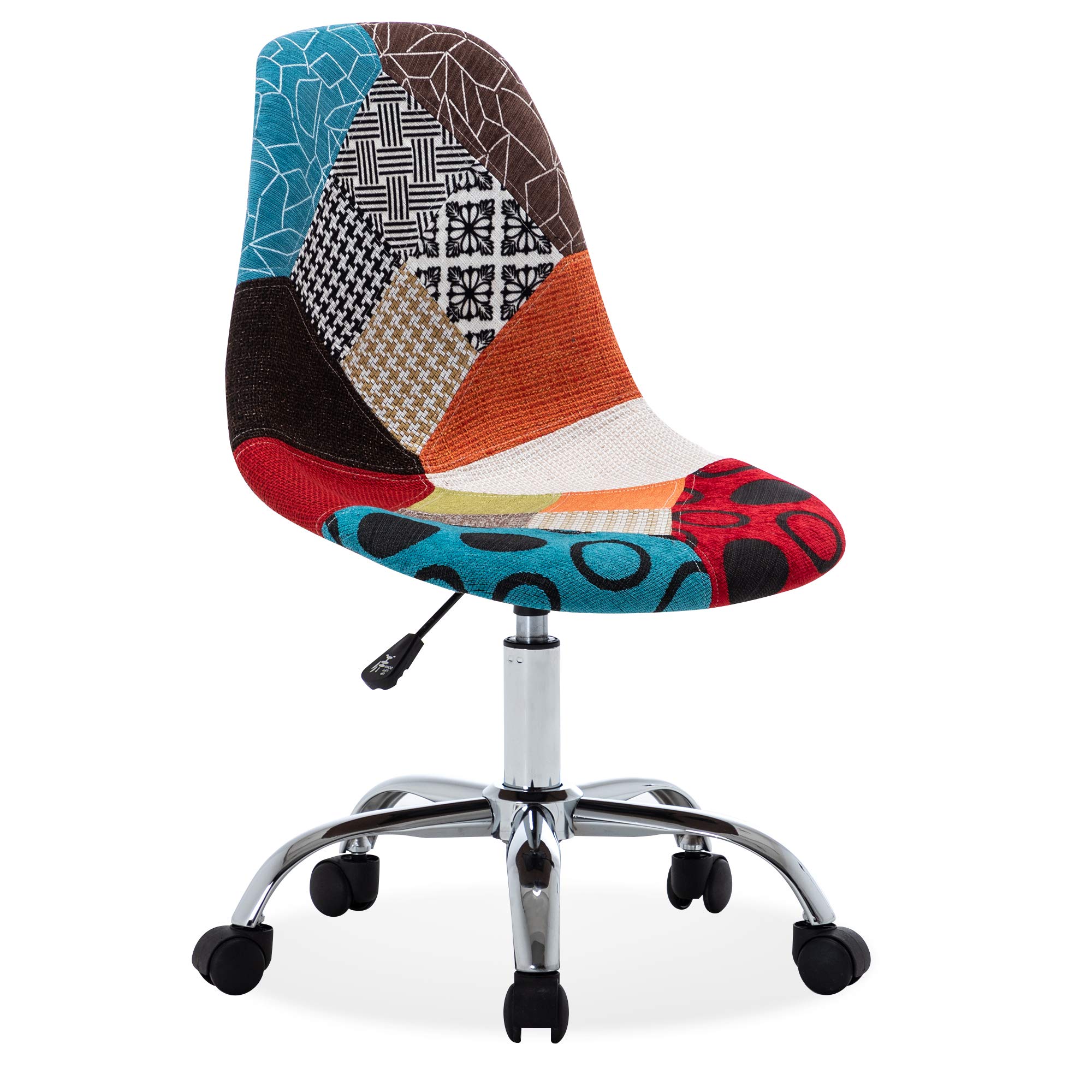 BELLEZE Modern Armless Office Ergonomic Task Conference Chair with Mid-Back Design, Linen Upholstered Seat, and Back 360 Swivel Adjustable Height - Adrian (Pattern)