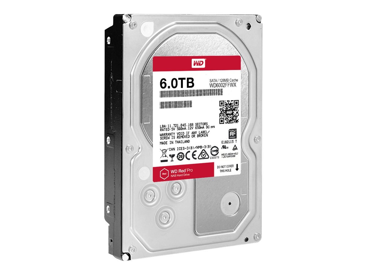 WD Red Pro 6TB 3.5-Inch SATA III 7200rpm 128MB Cache NAS Internal Hard Drive (WD6002FFWX)