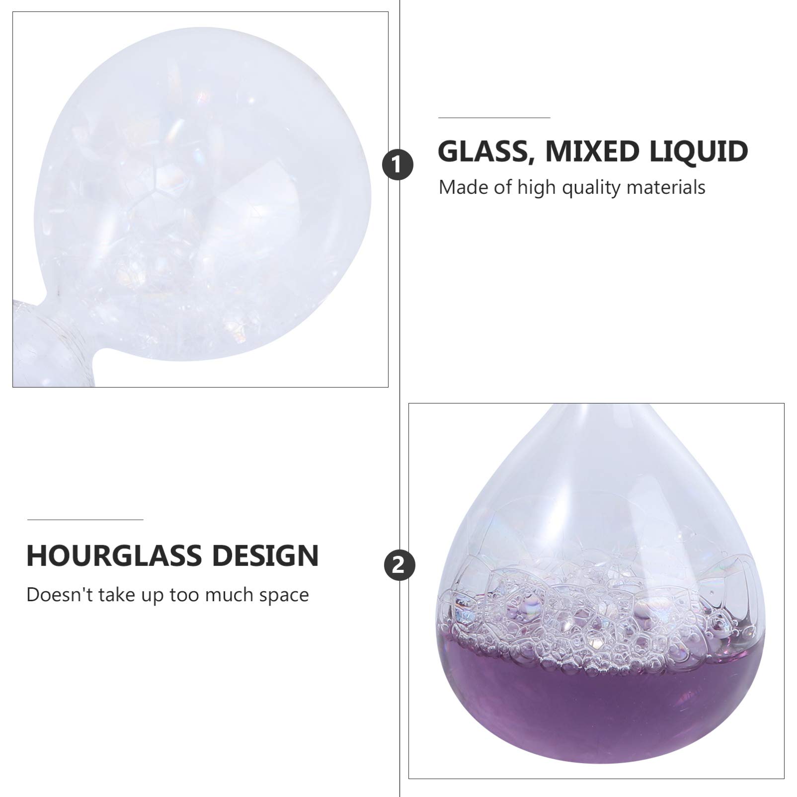 cabilock Hour Glass Glass Hourglass Timer Liquid Hourglass Liquid Motion Timer Hourglass Bubble Singing Hourglass Home Decorations Birthday Gifts (Purple) Water Wiggler