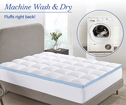 Extra Thick King Size Cooling Mattress Topper, Plush King Size Pillow top Mattress Topper for Bed, Very Thick Mattress Pad Cover