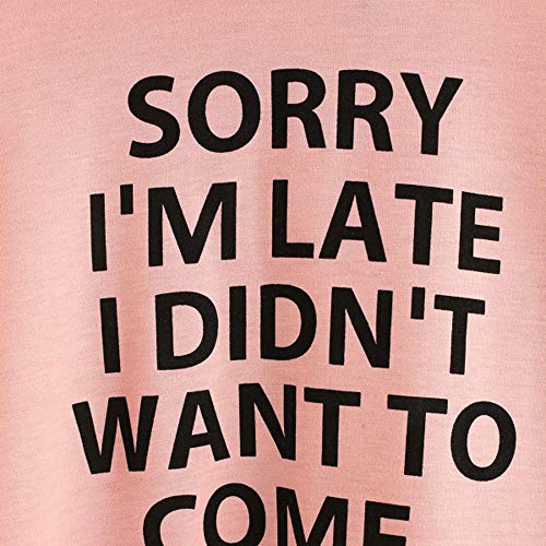 Long Sleeve Pullover Hoodie for Women Men Girls Solid Letter Printed Hooded Sweatshirt Top Blouse Autumn Winter Pink