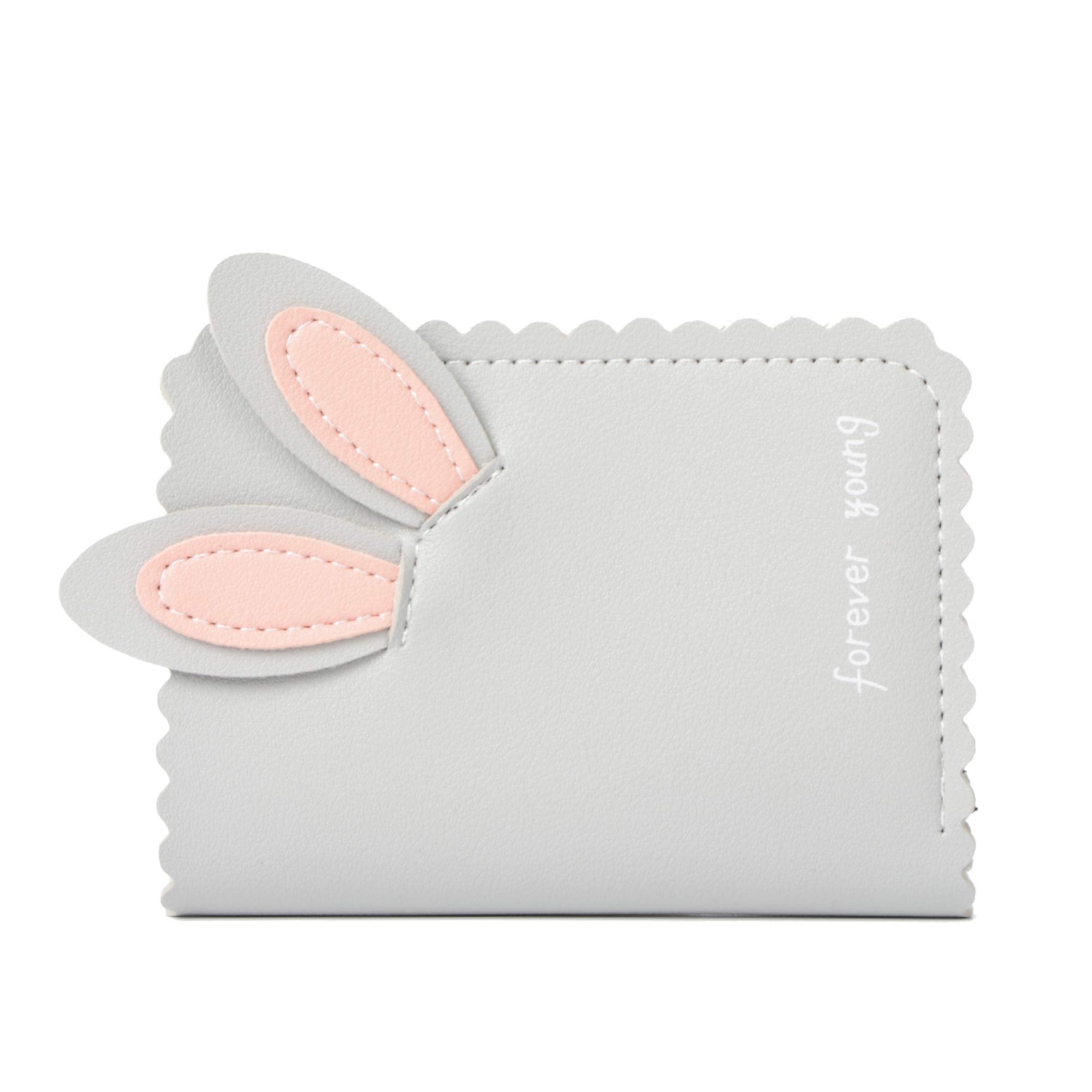 Nawoshow Women Wallet Rabbit Ear Bifold Wallet Card Holder Organizer Small Purse (Grey)