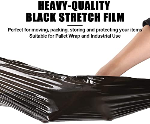 Direct Resources Stretch Wrap Industrial Strength 18 Inch Inch x 1000 Sq Ft - 80 Gauge Thick (20 Micron) Clear Cling Plastic Pallet Supplies | Durable Self - Adhering Packing Moving Packaging Shrink Film Rolls (Black, 4 Pack)