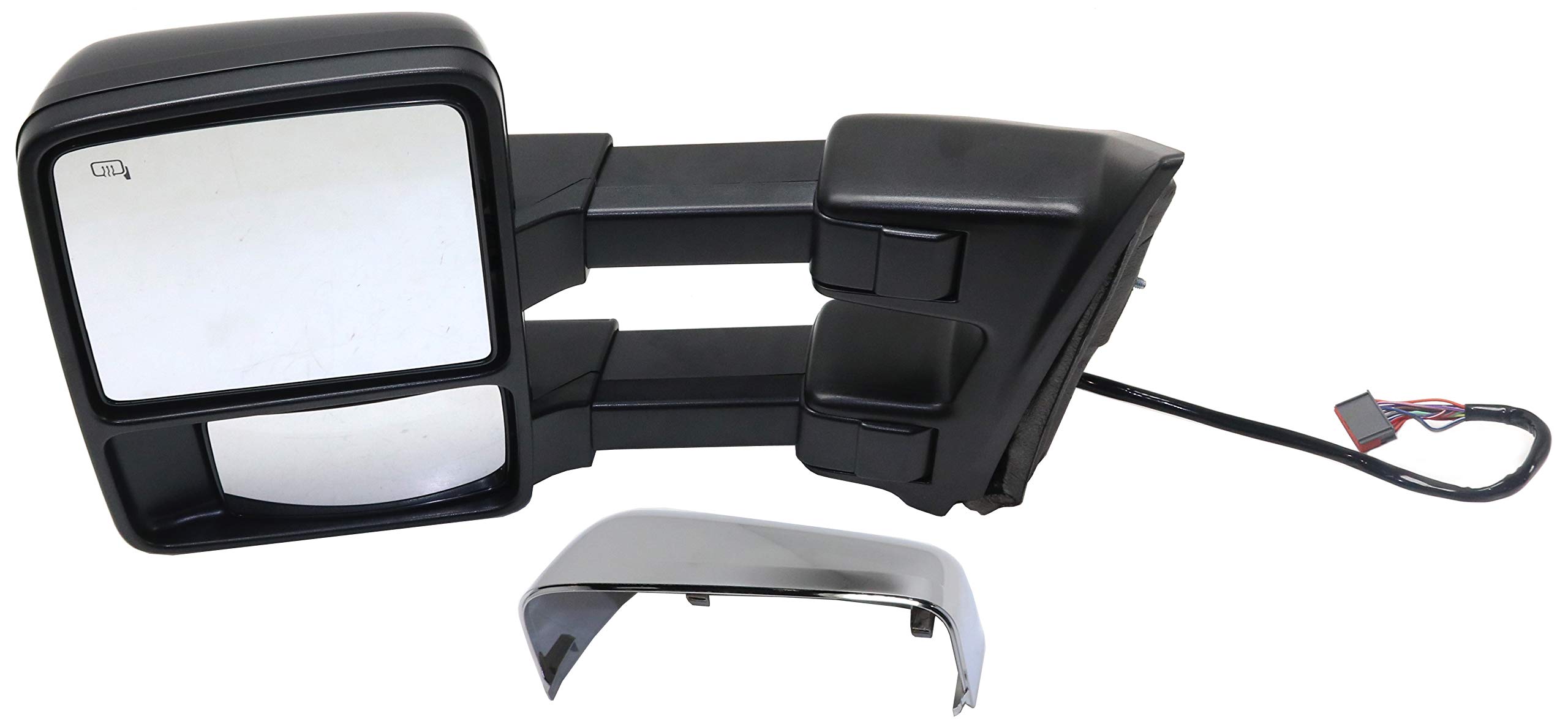 Kool Vue Driver Side Power Heated Towing Mirror for Ford F-250 F-350 Super Duty 2010-2016 Power Fold With Signal Light & Memory; Without Blind Spot Monitor Auto Extend with 2 Caps