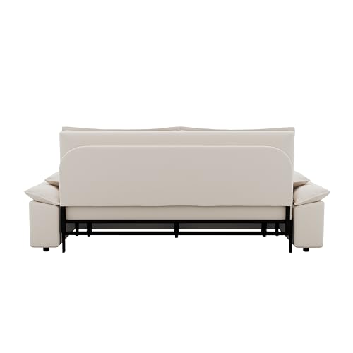 Convertible Pull Out Sofa Bed Queen Size with Thicked Backrest and Armpillows , 3-in-1 Futon Loveseat Pullout Couch, Velvet Upholstery Love Seat Chaise Lounge for Living Room Office Small Places