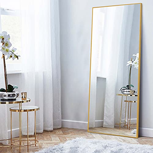 MIRUO 63"x20" Mirror Full Length Wall Mirror Floor & Full Length Mirrors for Wall Decor Living Room Wall-Mounted Mirrors Body Mirror Gold Mirror Large Mirror