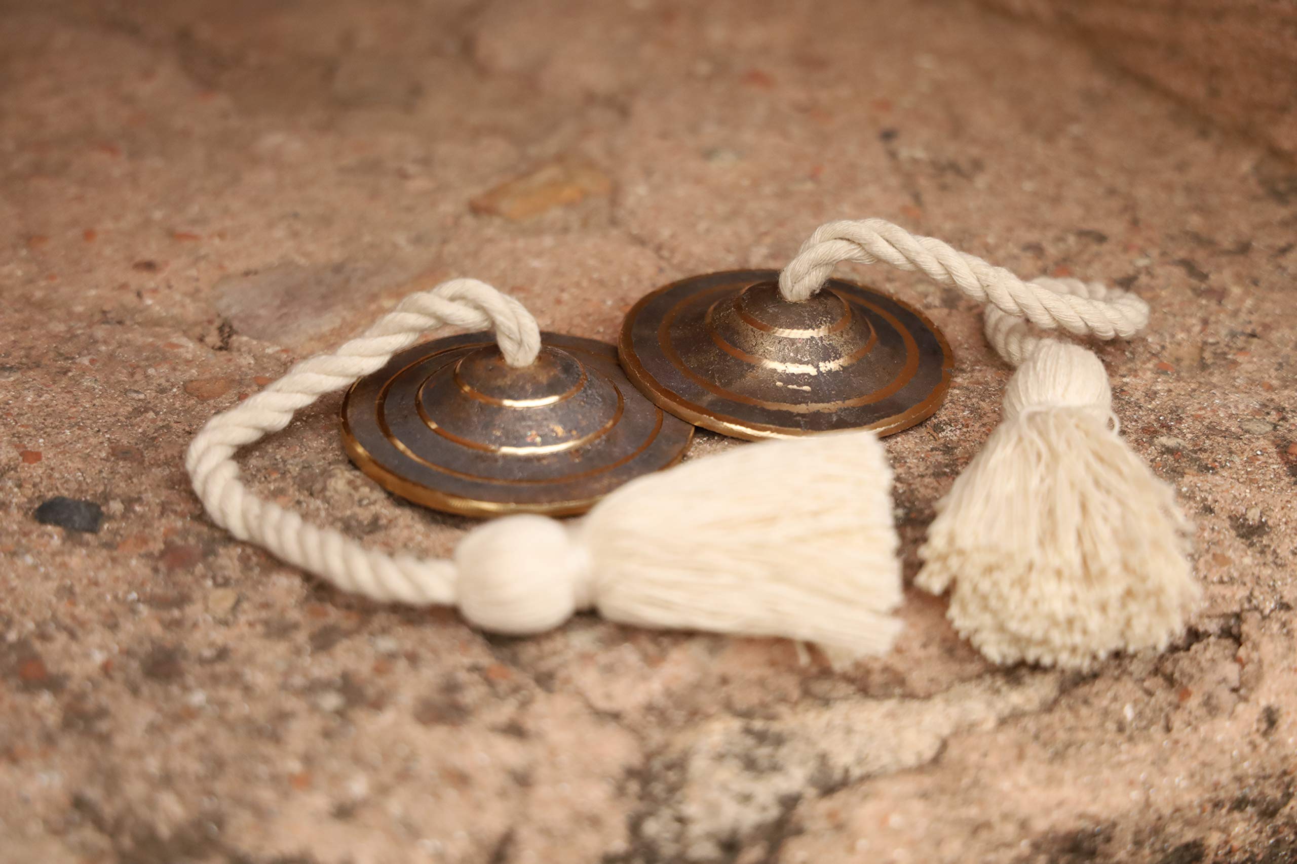 Handmade Pure Bronze (Kansa) Manjeera Cymbal Hand Percussion Indian Musical Instrument 1 Pair (3 INCH)