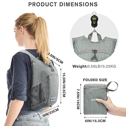 G4Free 10L/15L Hiking Backpack Lightweight Packable Hiking Daypack Small Travel Outdoor Foldable Shoulder Bag(Grey)