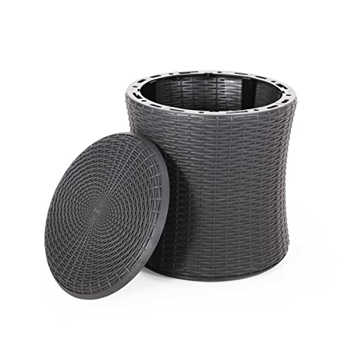 Christopher Knight Home Ishara Outdoor Faux Wicker Patio Table, Dark Gray