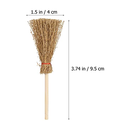 COHEALI Mini Broomsticks Cinnamon Broomstick 24pcs Practical Small Broom Natural Palm Mini Broom Decorations with Red Rope Household Broom Decoration Miniatures for Crafts Mini Witches Broomsticks