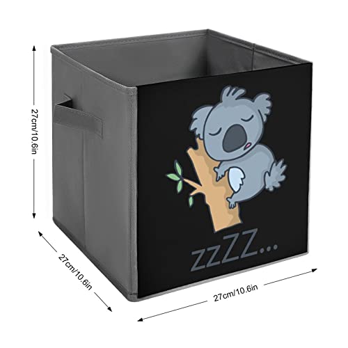 Cute Koala Sleeping Collapsible Storage Bins Basics Folding Fabric Storage Cubes Organizer Boxes with Handles