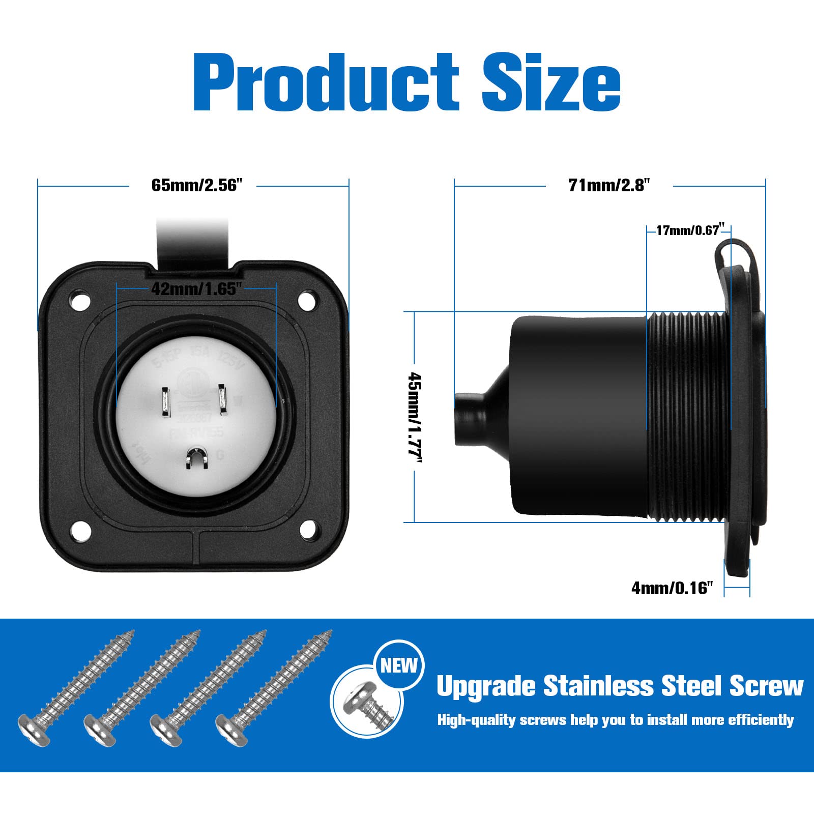 BEBOBLY 30 Amp Generator Inlet Box with 15 Amp 125V Shore Power Inlet