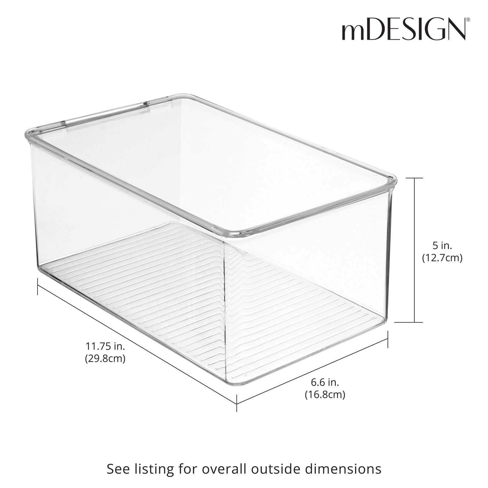 mDesign Plastic Stackable Toy Storage Bin Container Box with Hinge Lid for Organizing Living Room, Play Room, Bedroom, Nursery, Hold Blocks, Puzzles, Books, Lumiere Collection, 4 Pack - Clear