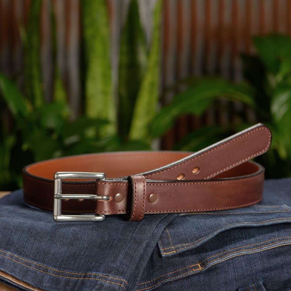 Bullhide Belts Mens Leather Belt for Casual Dress, 1.50" Wide, Brown, 38 Inches