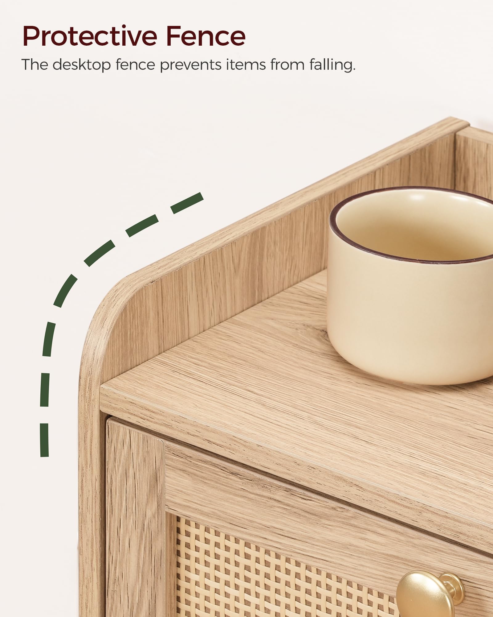 CHOEZON Nightstand with Charging Station, Side Table with Rattan-Style Drawer and Storage Shelf, Modern Rattan Night Stand with 2 USB Ports, Boho End Table Bedside Table for Bedroom, Natural MBZ01UWO