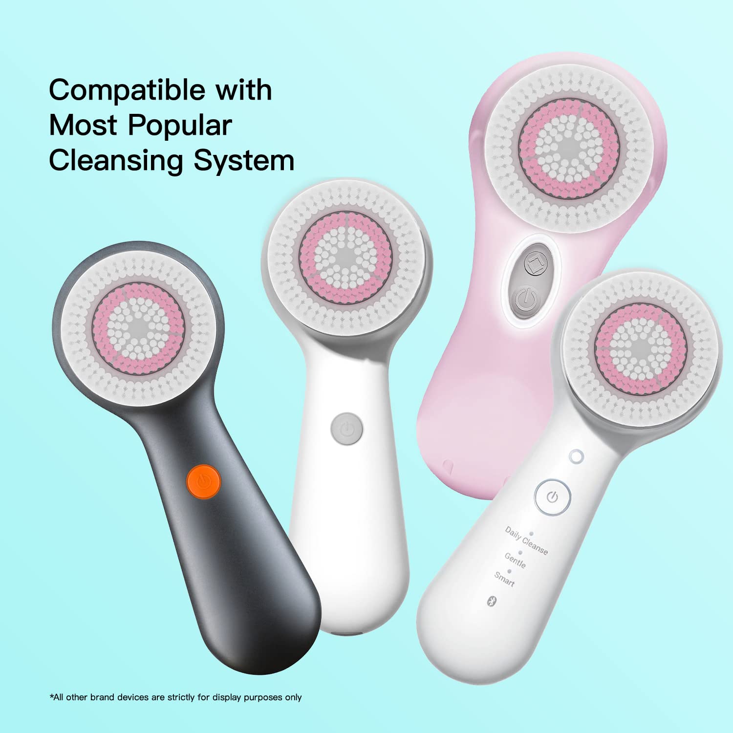 Brushmo Brush Head Replacements Compatible with Clarisonic Mia 1, Mia 2, Mia Fit, Alpha Fit, Smart Profile Uplift and Alpha Fit, Radiance Facial 4 Pack (Radiance)