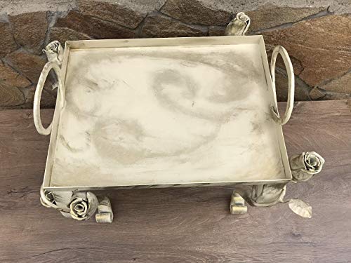 Breakfast in bed tray, iron anniversary gift for her, rose, floral, serving tray, coffee table, iron gift, iron gift for her, bed tray, tray