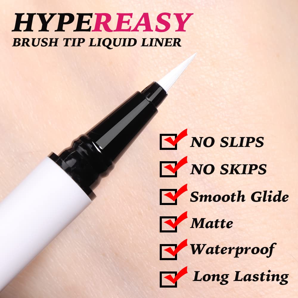 FAEYLI MAKEUP Ultra-Fine Felt-Tip or Microtip Liquid Eyeliner Pen White Waterproof Quick Drying Formula,021 Fl. Oz