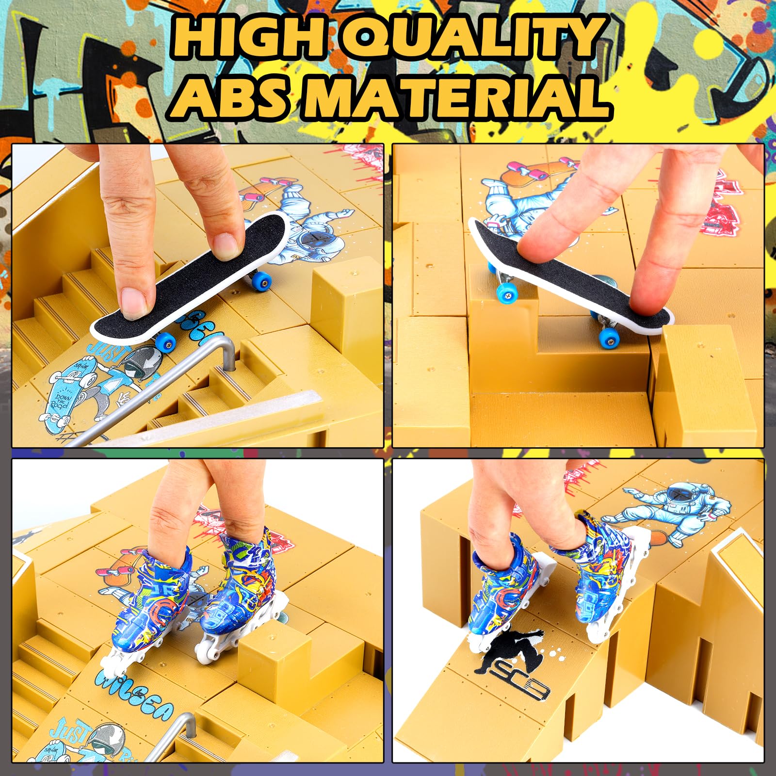Finger Skateboard Skateparks ramp 8- in-1 kit Sets,Fingerboard Obstacles,Deck Ramps Mini Finger Skateboard Park kit, Finger Skateboards for Kids Birthday Toys etc