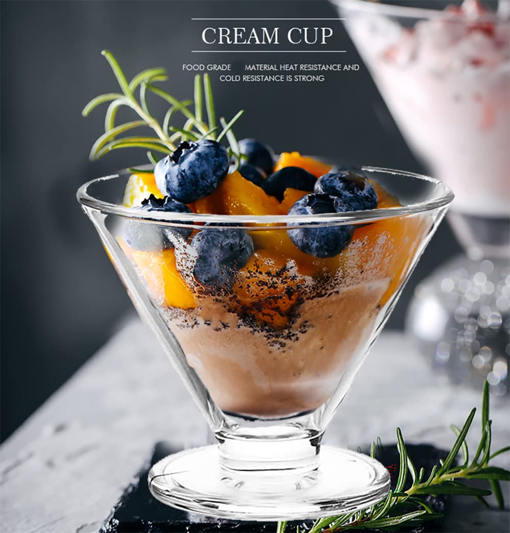 Cezoyx 6 Pack Glass Dessert Bowls, 5.6 Oz Clear Footed Dessert Cups Glass Ice Cream Bowl for Sundae, Ice Cream, Pudding, Salad, Snack, Fruit and Dessert