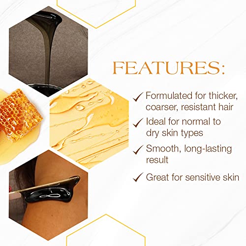 GiGi Dark Honee Hair Removal Soft Wax, Thick to Coarse Hairs, Normal to Dry Skin, Men and Women, 14 oz.