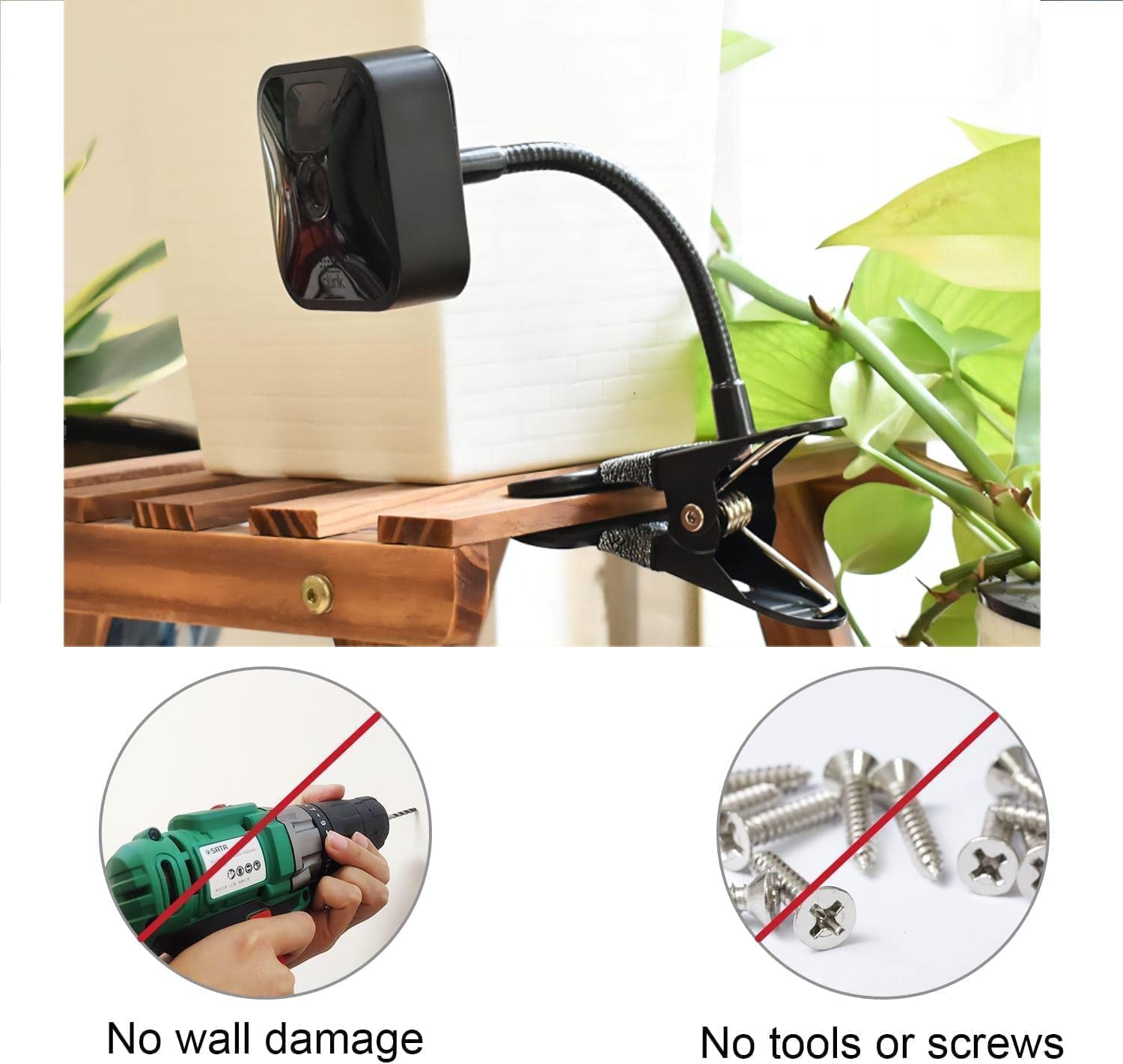 Blink Outdoor Camera Wall Mount, 360 Degree Adjustable Flexible Clip Clamp for Blink XT/XT2/All-New Blink/Blink Mini, for Blink Indoor Security Camera System, Attach Blink Camera Without Any Tools