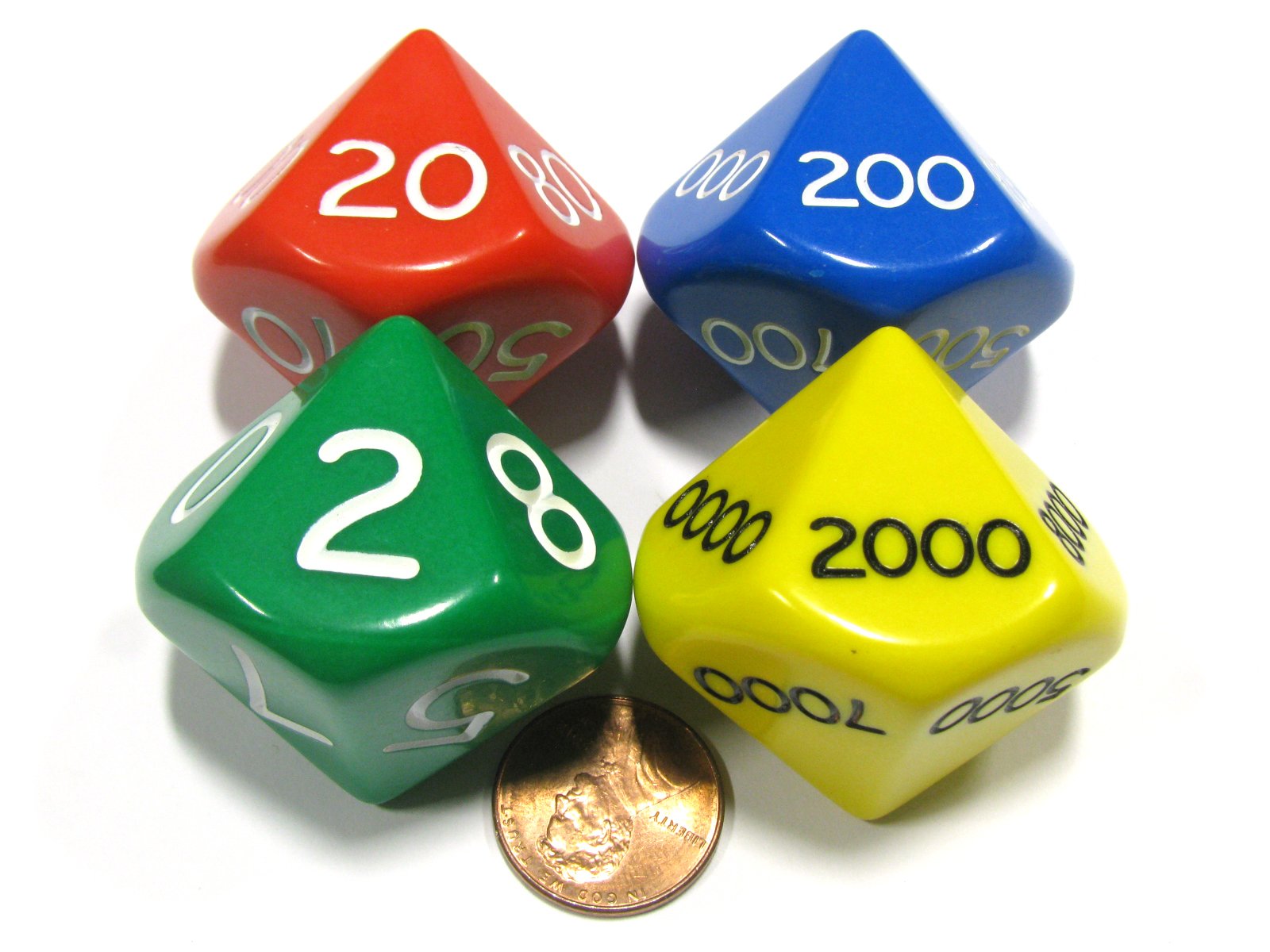 Koplow Games Place Value Dice 29mm (1 1/8in) 10 Sided Dice Set of 4