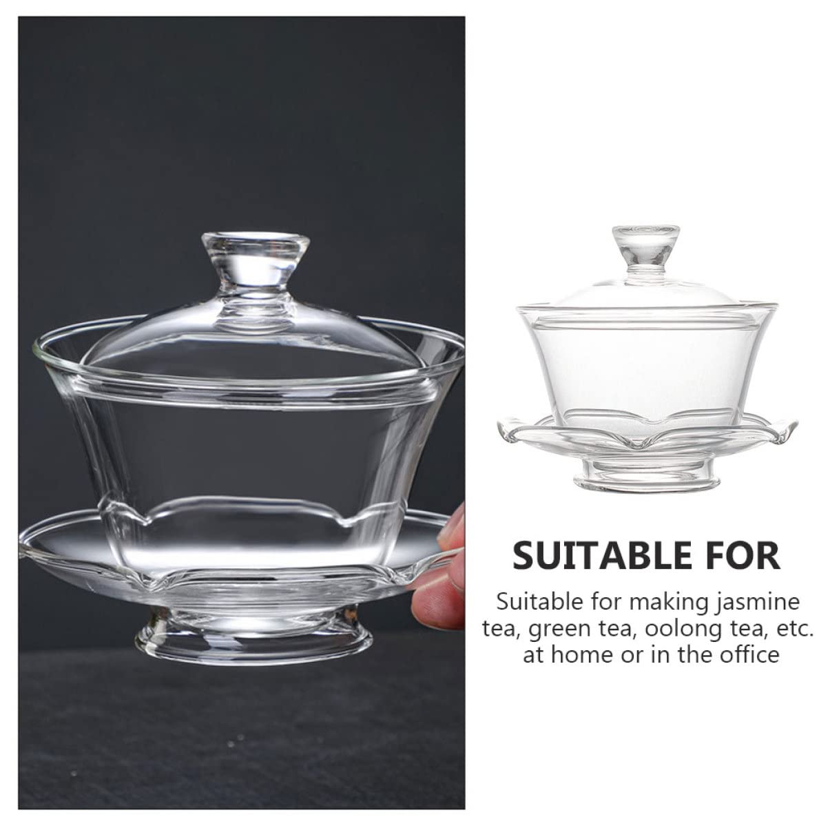 Cabilock Porcelain Tea Cups 1 Set Gaiwan glass coffee mug green tea cups cappuccino cups Tea Cup Glass Chinese Tea Bowl
