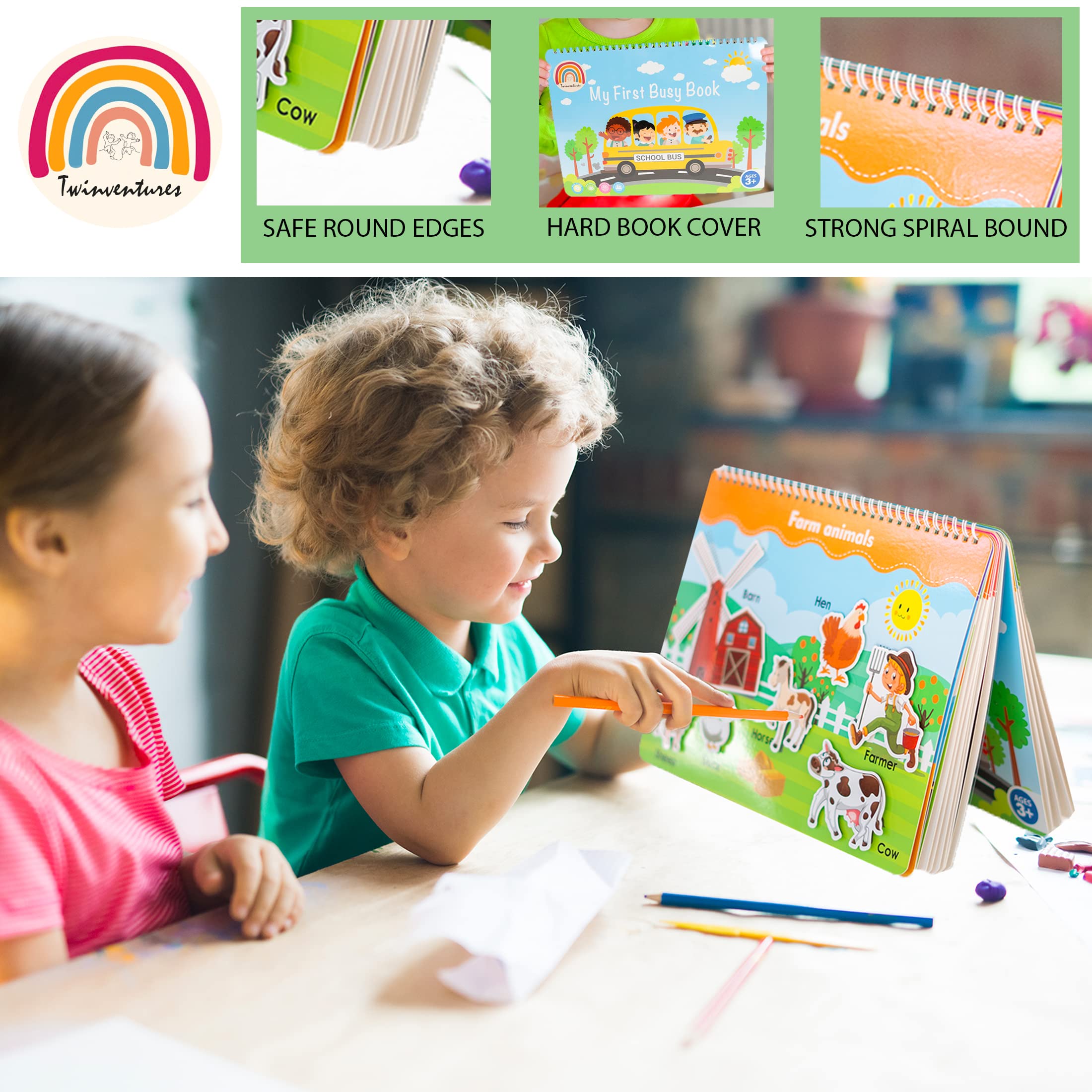 Twinventures Montessori Preschool Busy Book for Toddlers, Autism Sensory Educational Toys, Assembled Activity Binder for Early Learning, Preschool Learning Activities