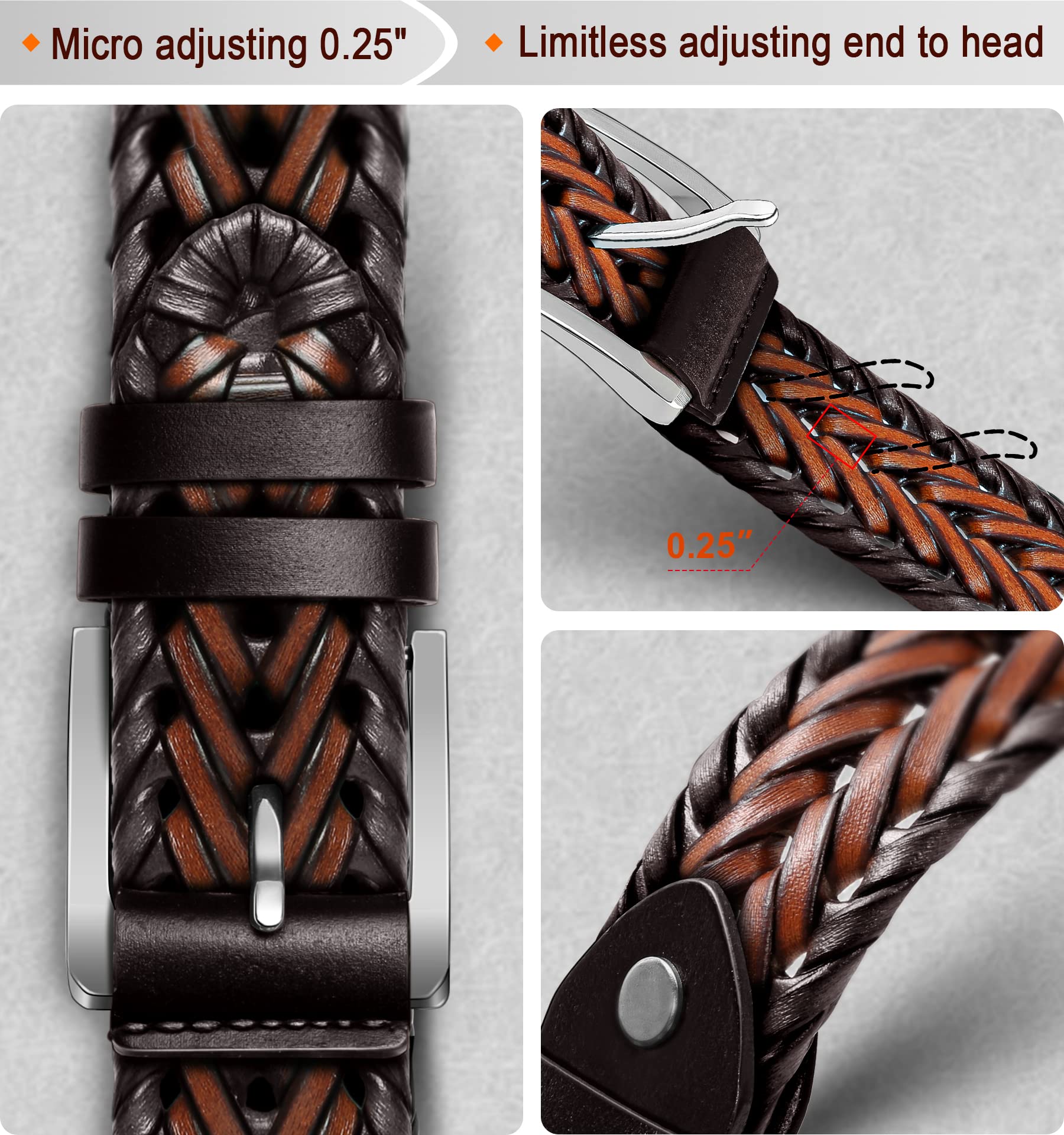 bULLIANT Mens/Women belts, Leather Woven braided belts for Men Casual Jeans Golf,Anyfit,Gift boxed