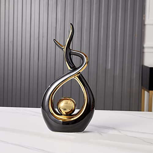 FJS Home Decor Modern Art Ceramic Statue Table Decorations for Living Room Dining Room Coffee Table Centerpiece Shelf Decor - Great Gift Idea 12.2" High (Black, Large)