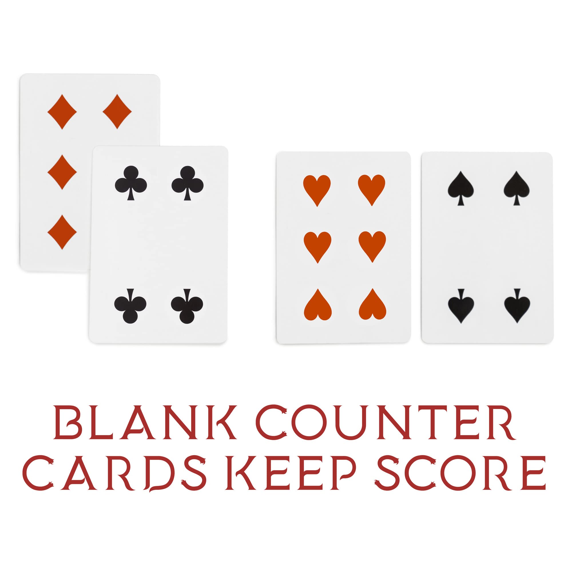 Brybelly Euchre Card Game - 2 Specialty Decks Pre-Stripped to 33 Cards for Classic American Euchre or 32 Card 6-Player Variant - Custom Bower Jacks Card Art and Blank Counter Cards Included
