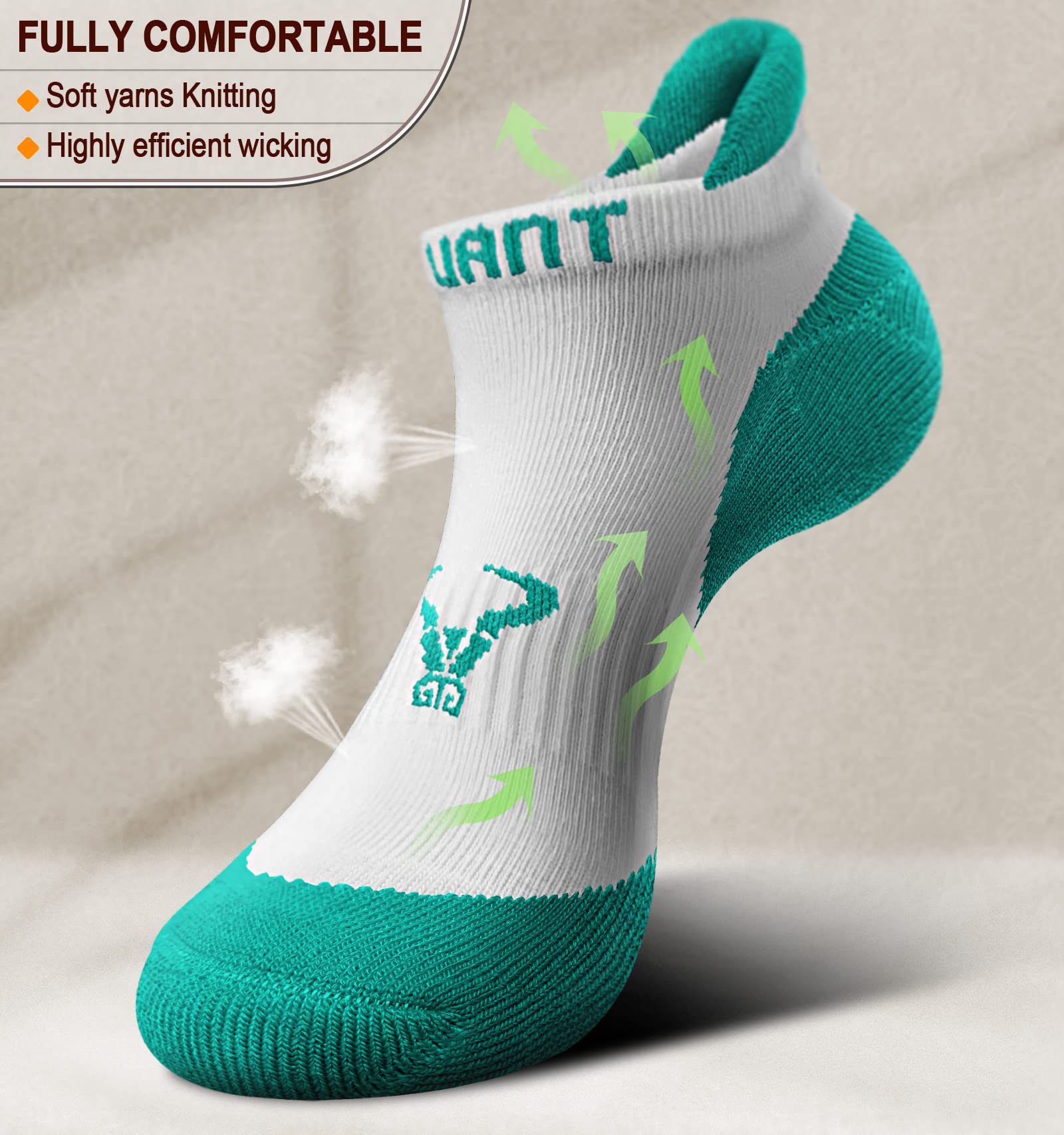BULLIANT Socks For Women 6Pairs-Womens Athletic Ankle Socks No Show Cushioned for Walking Running-Compression Arch Support(6Pairs,Shoes Size:Women 6-8)