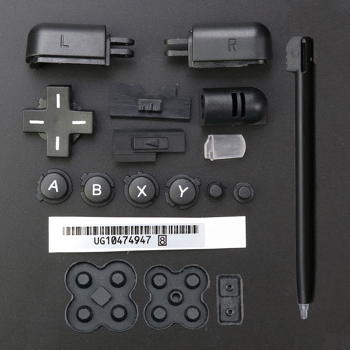 NSLikey ABXY L R D Pads Cross Button Full Button Set + Conductive Button Pad + Stylus Touch Pen + Label for Nintendo DS Lite NDSL Replacement (Black)