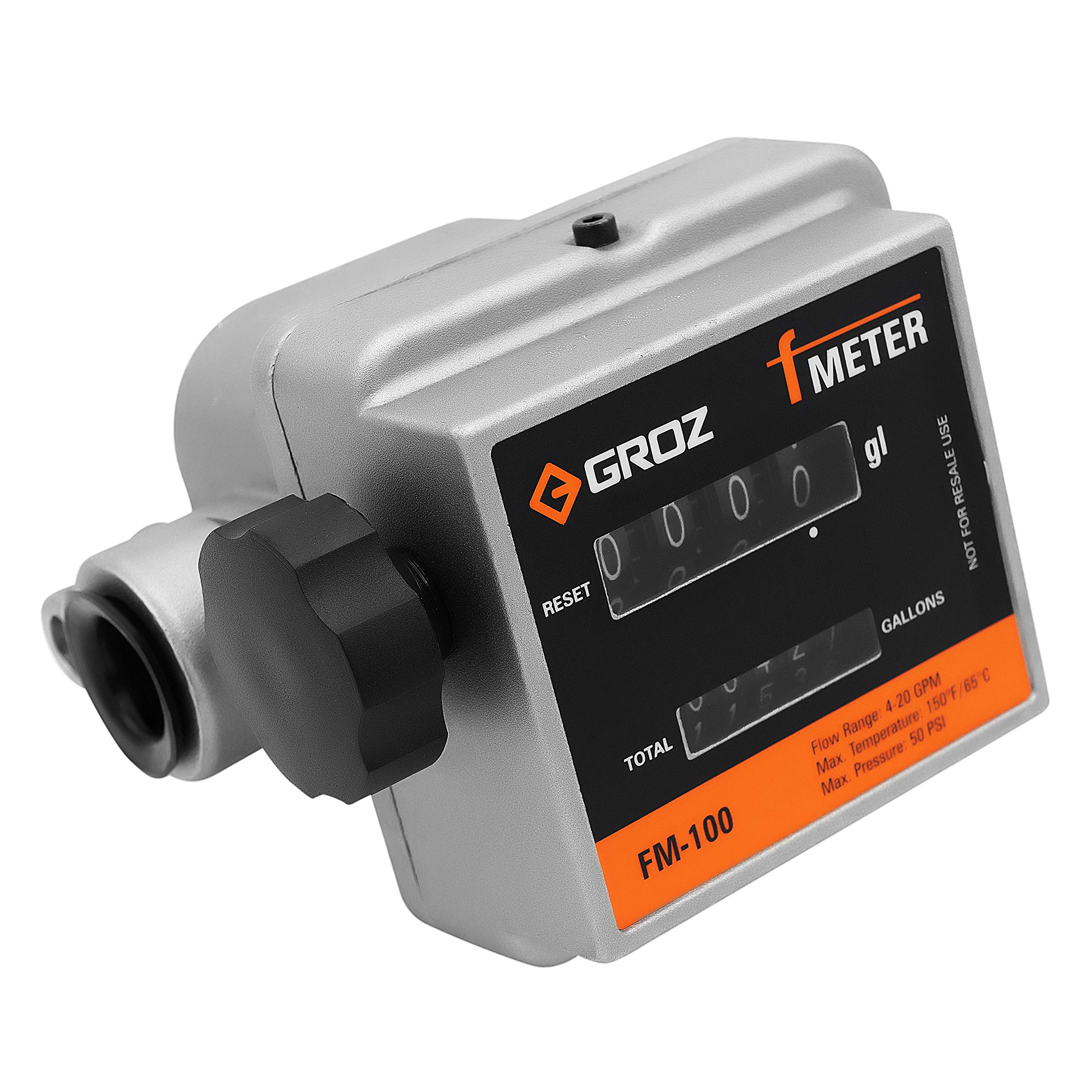 Groz 45682 F Meter Mechanical Fuel Meter, Gallons, 3/4" NPT Female