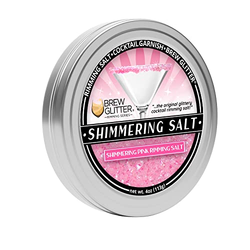 BREW GLITTER Shimmering Pink Cocktail Rimming Salt, Drink Rimmer for Beverages, Cocktails, Margaritas, Drinks, Kosher Certified, Vegan (4 oz, Shimmering Pink)