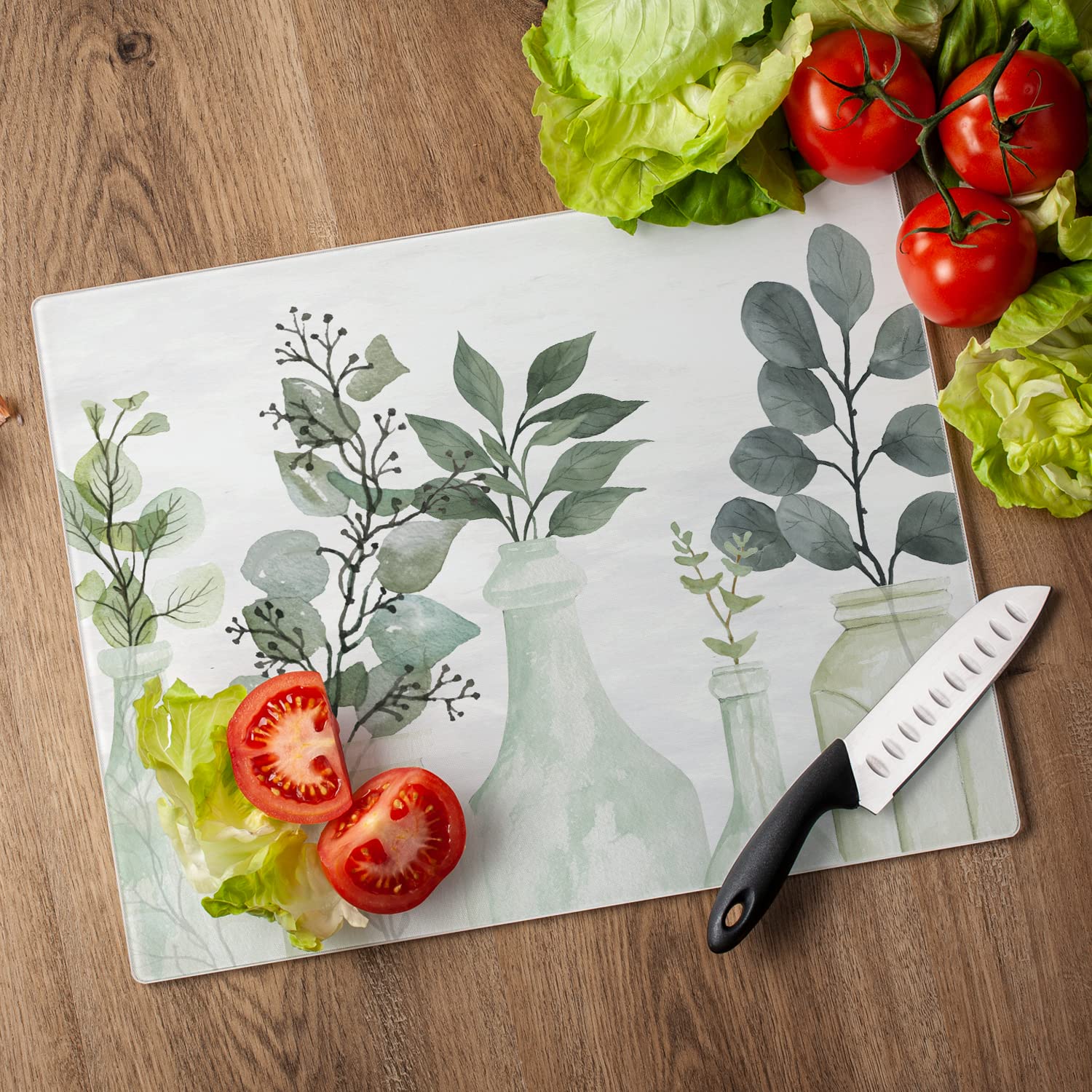 CounterArt "Nature's Greenery" 3mm Heat Tolerant Tempered Glass Cutting Board 15β x 12β Manufactured in the USA Dishwasher Safe
