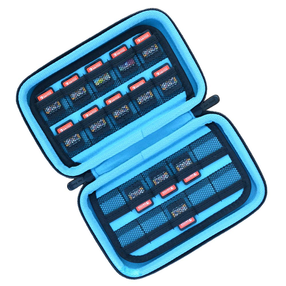 Hard Game Card Storage Holder Case for Nintendo Switch Games or PS Vita or SD Memory Cards - Black/Light Blue